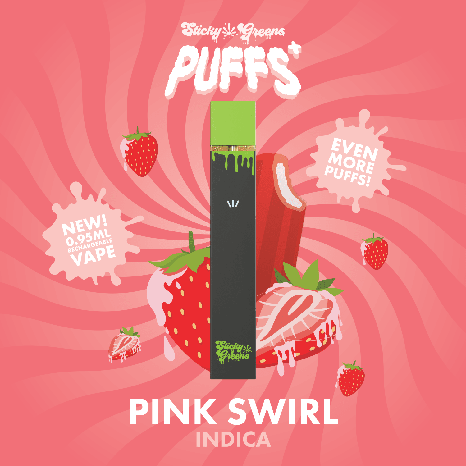 Pink Swirl Disposable Vape (Puffs Plus by Sticky Greens) • Wiid ...