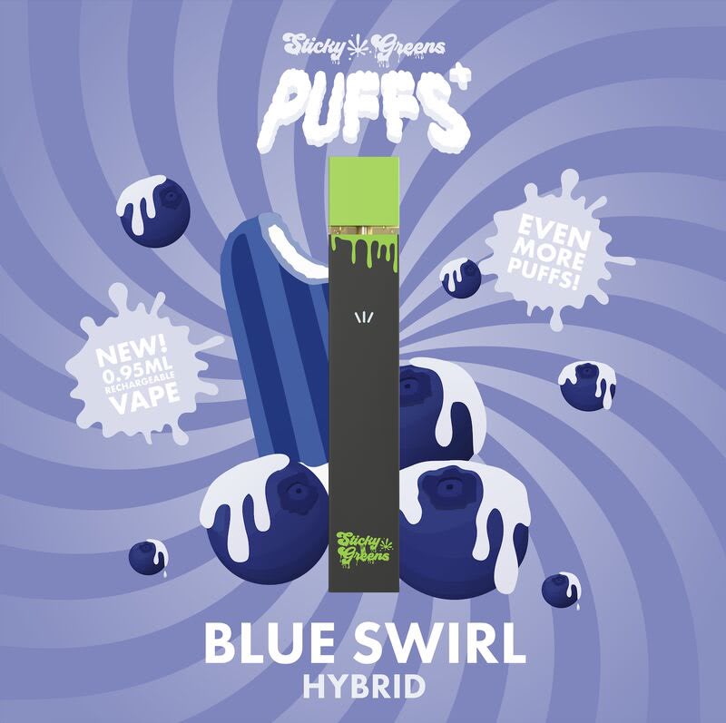 Blue Swirl Disposable Vape (Puffs Plus by Sticky Greens) • Wiid ...